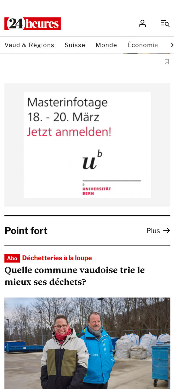 24 heures Advertising in a credible environment